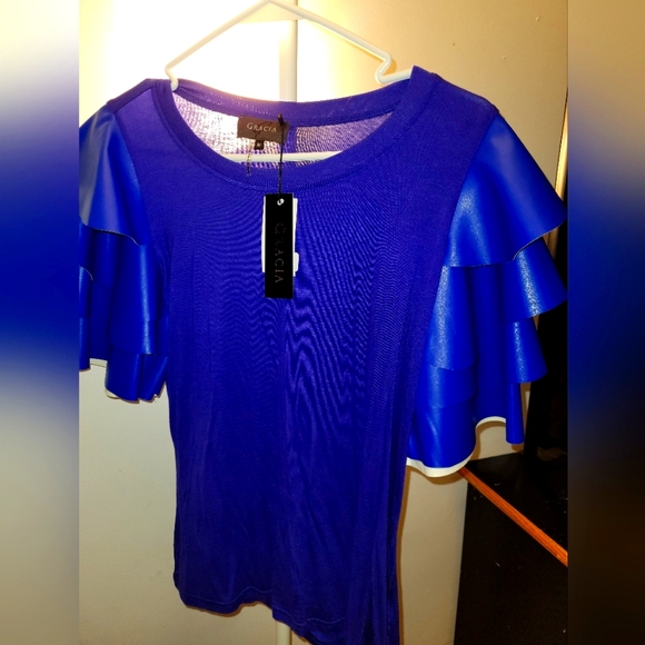 Gracia | Tops | Gracia Blouse Navy Blue Medium | Poshmark